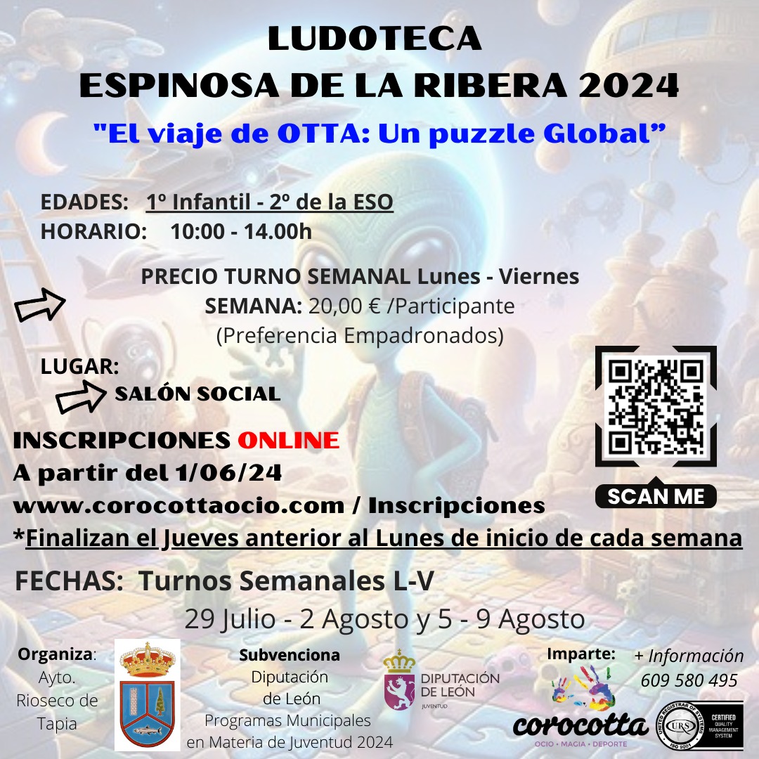 LUDOTECA VERANO 2024 -Ayuntamiento de Rioseco de Tapia